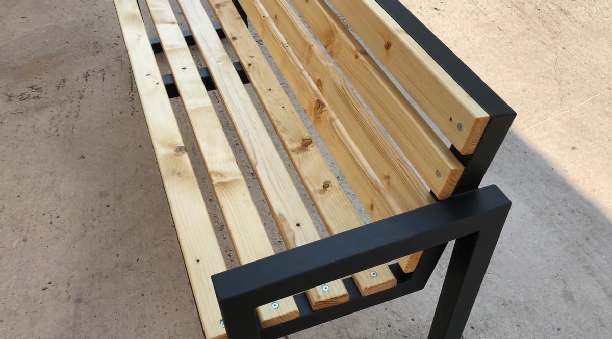 Angus Tubular Metal Slatted Bench – vintage-etc.com